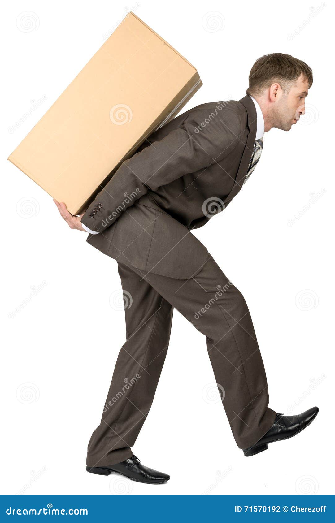 Man Carrying Cardboard Box on His Back Stock Photo - Image of post ...