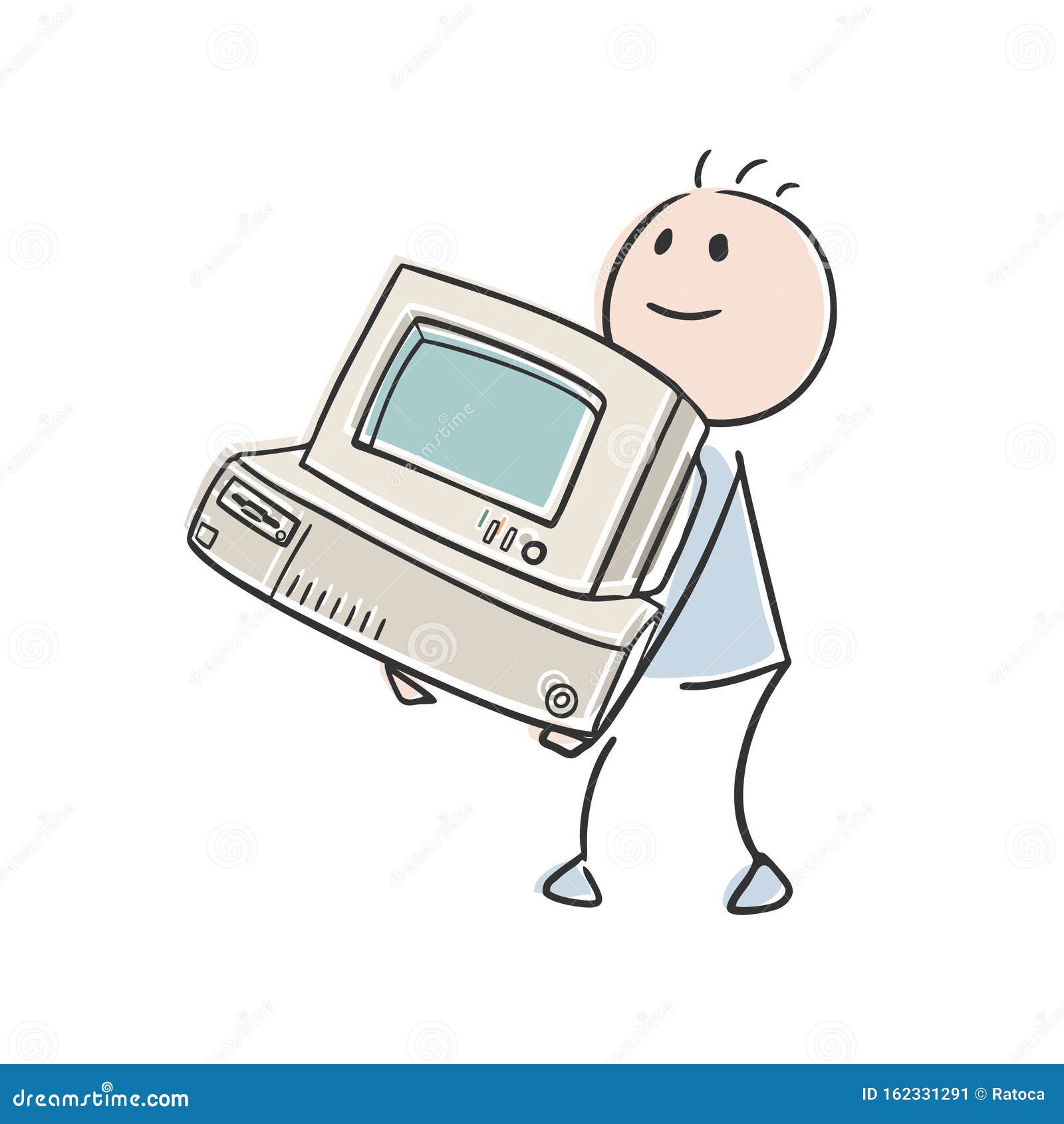 Man carrying computer stock vector. Illustration of halftone - 162331291