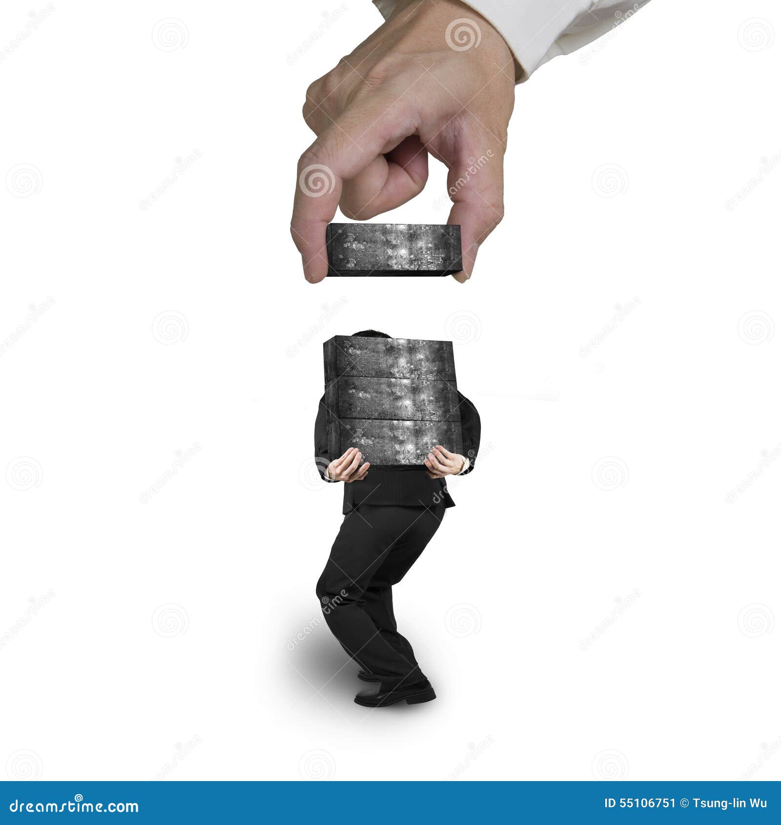 Man Carrying Concrete Blocks with Hand Stacking Isolated on Whit Stock ...