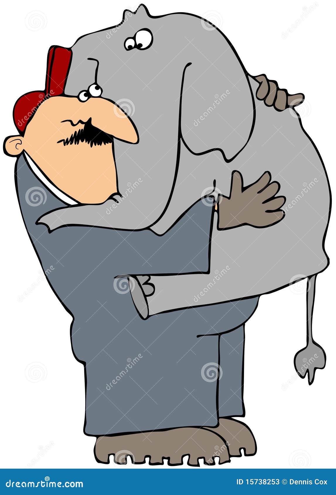 Man Carrying an Elephant stock illustration. Illustration of animal ...