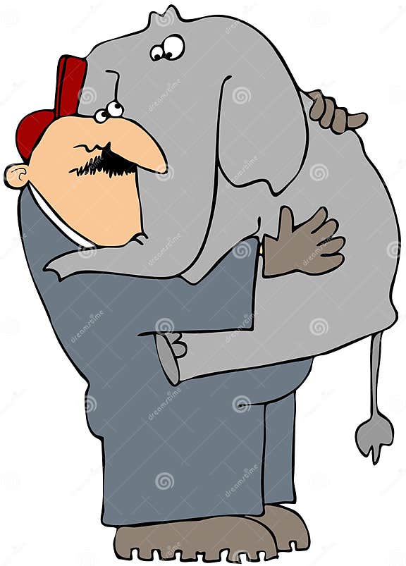 Man Carrying an Elephant stock illustration. Illustration of animal ...