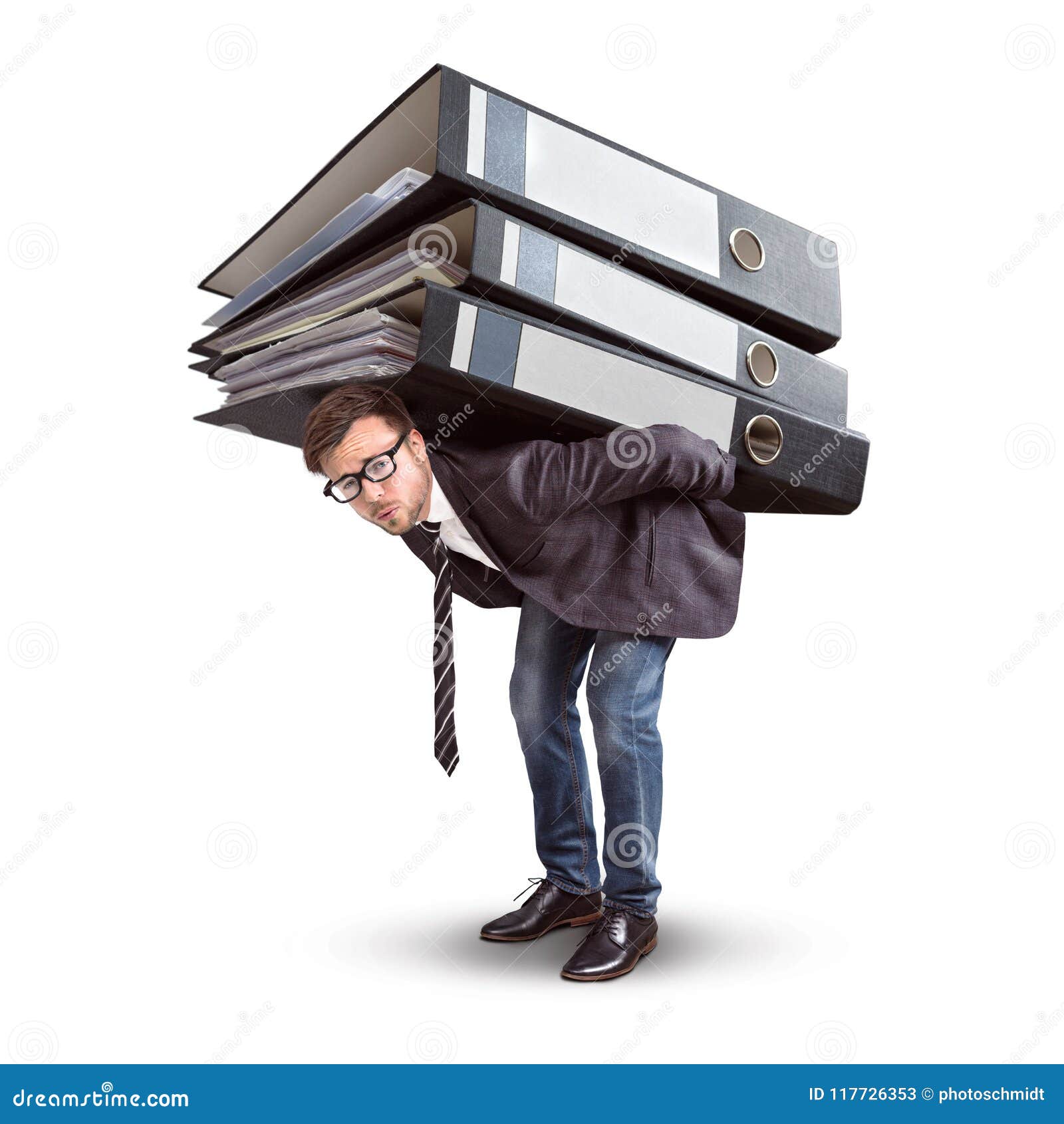 Man Carrying a Giant Stack of Folders Stock Image - Image of person ...