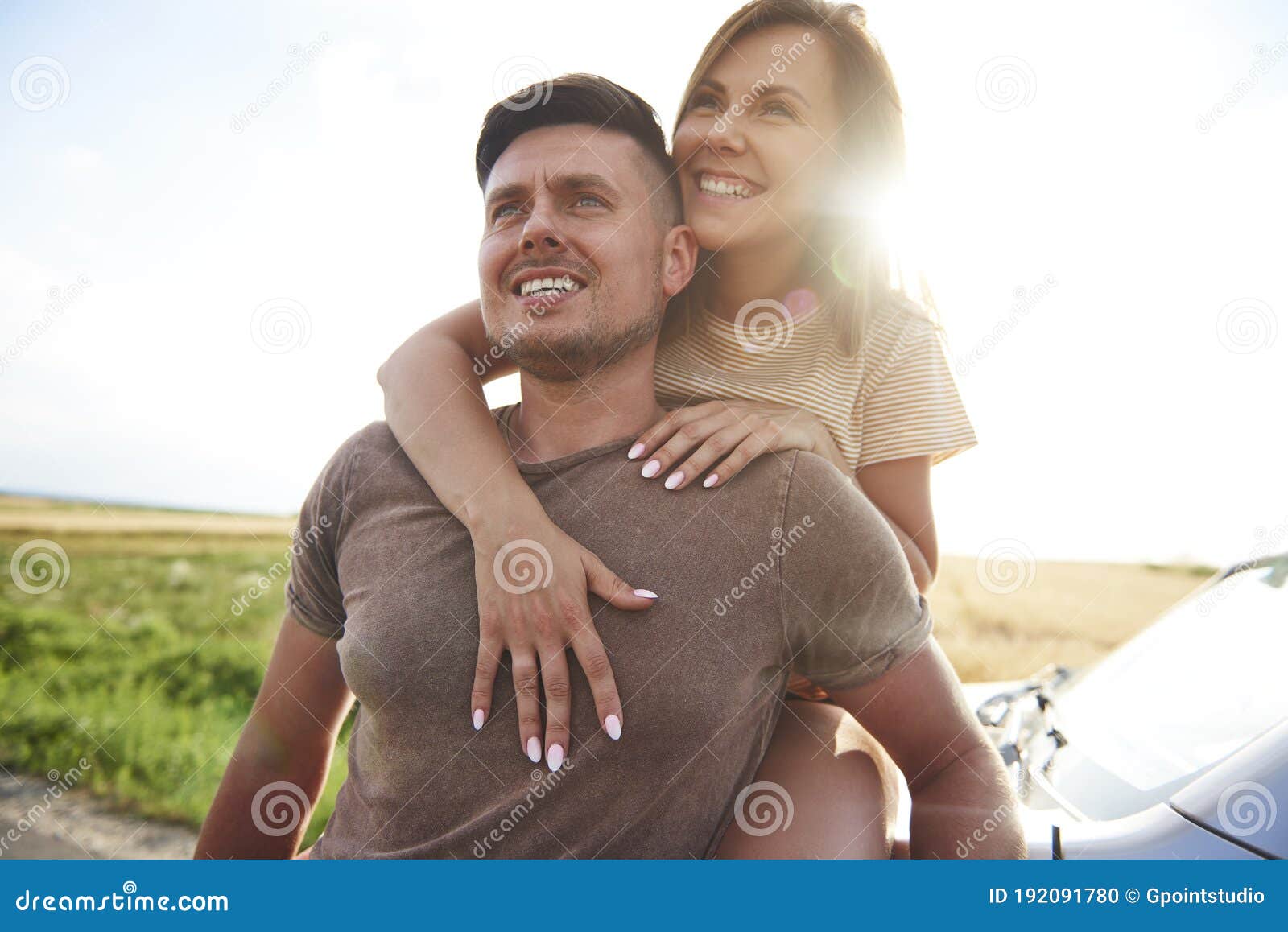 Man Carrying Girlfriend on His Shoulders Stock Photo - Image of ...