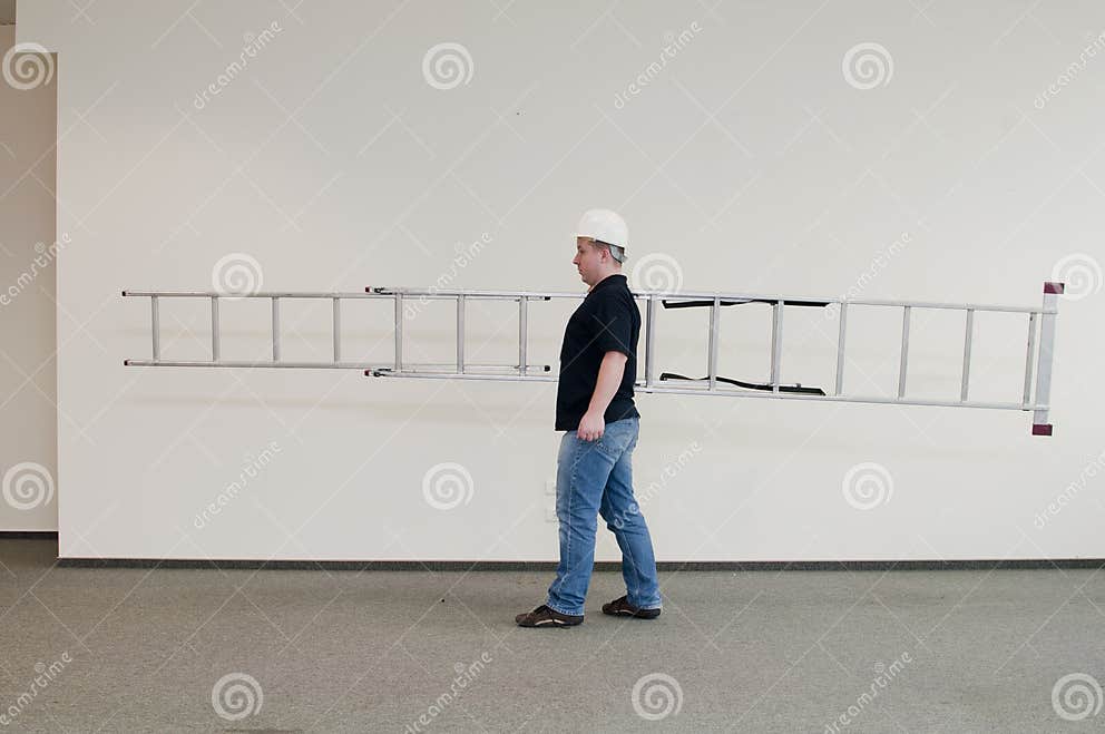 Man carrying a ladder stock photo. Image of male, maintenance - 23136854