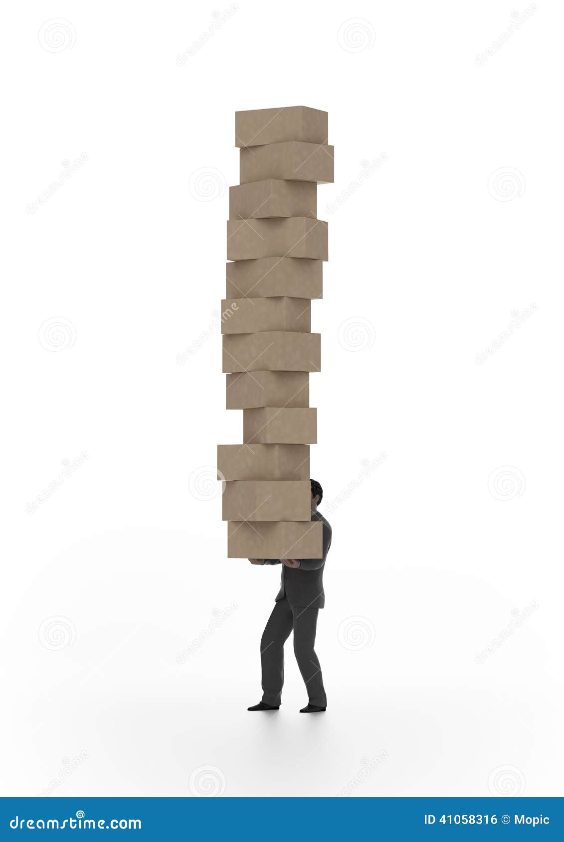 Man Carrying a Pile of Boxes Stock Photo - Image of brown, container ...