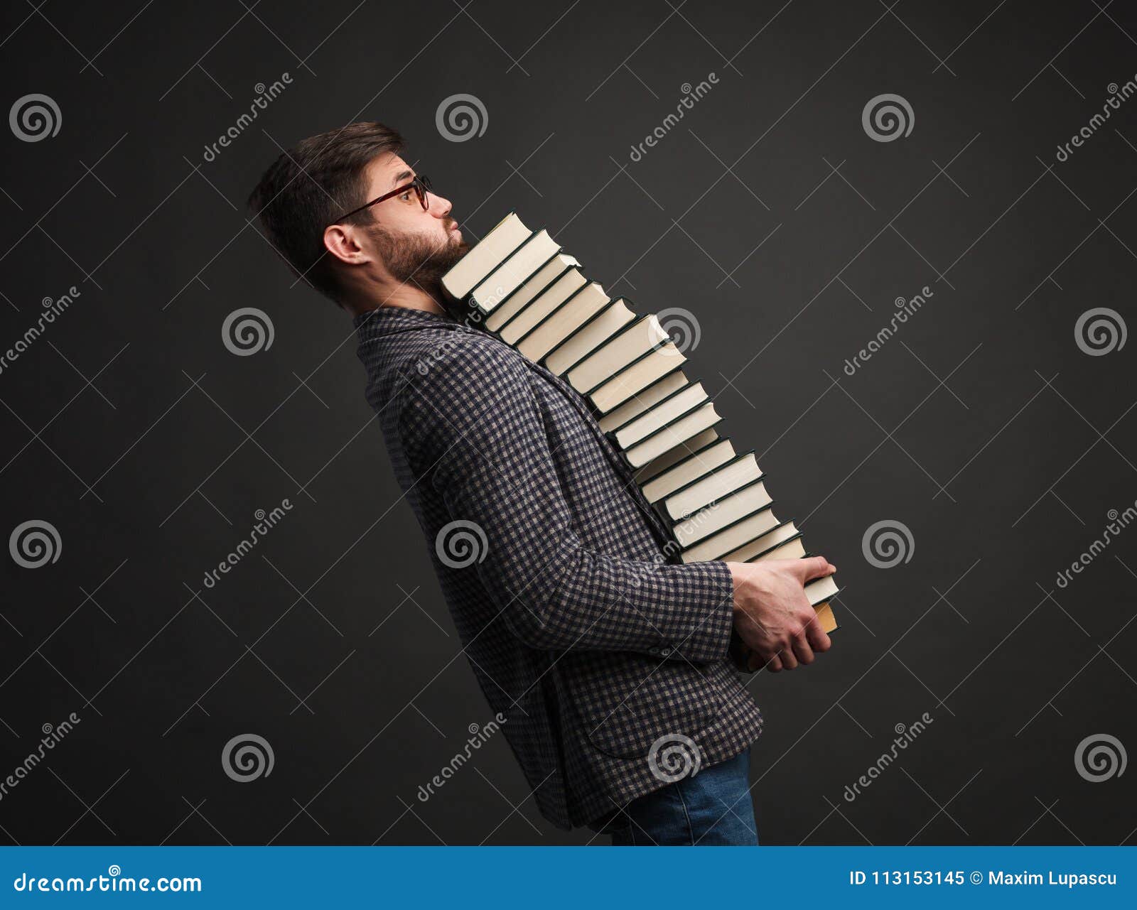 Man Carrying Plenty of Books Stock Image - Image of literature ...