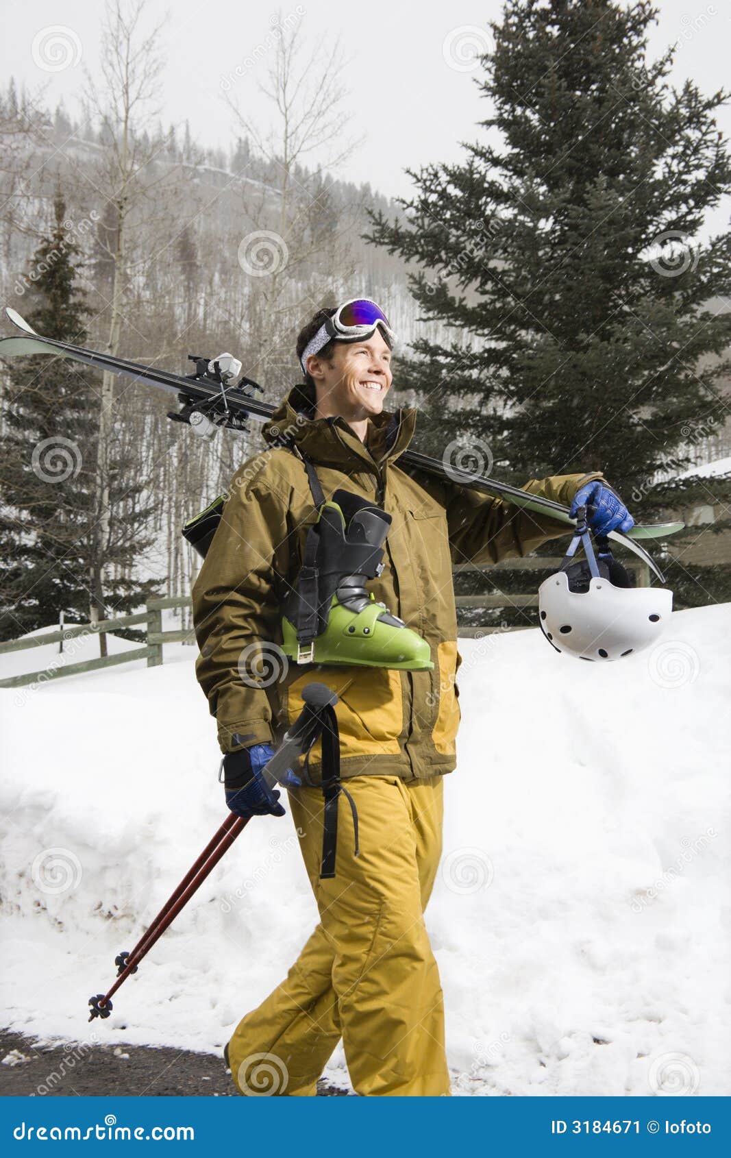 Man Carrying Ski Equipment. Stock Image - Image of smiling, 070308s0093 ...