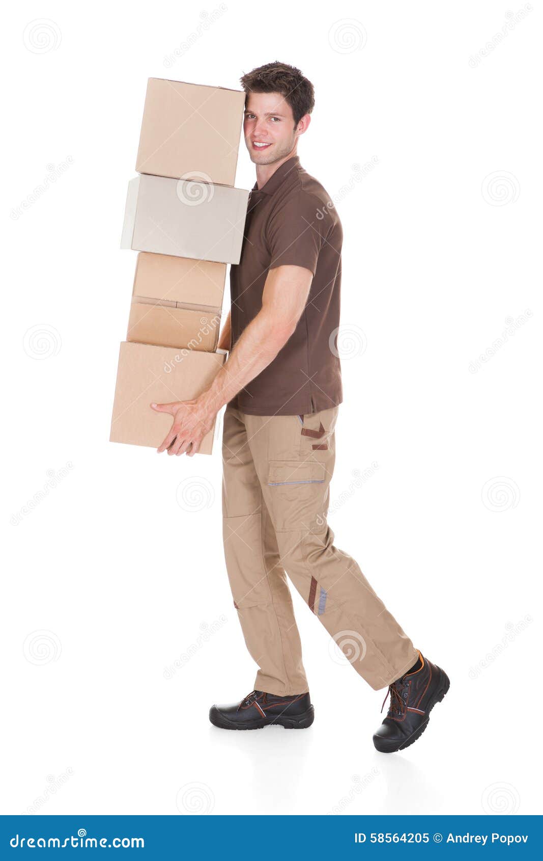 Man Carrying Stack of Boxes Stock Image - Image of delivery, boxes ...