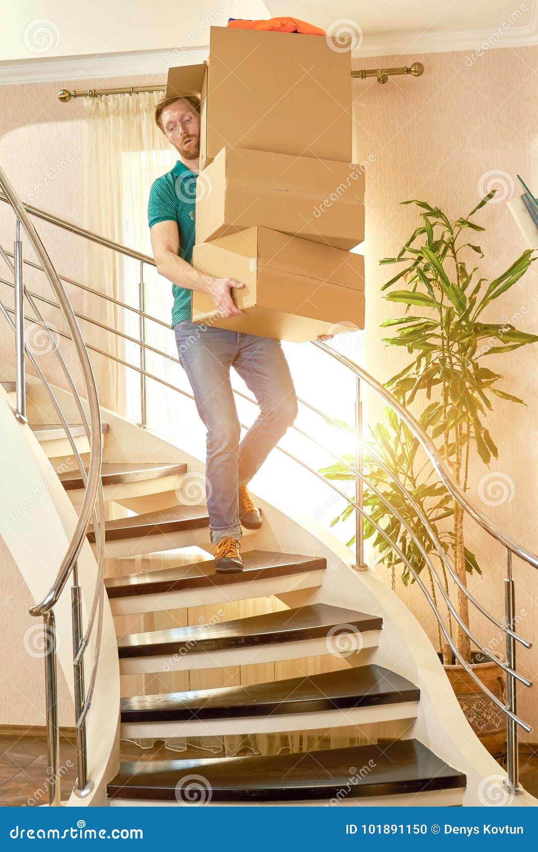 Man Carrying Stack of Boxes. Stock Photo - Image of delivery, balance ...