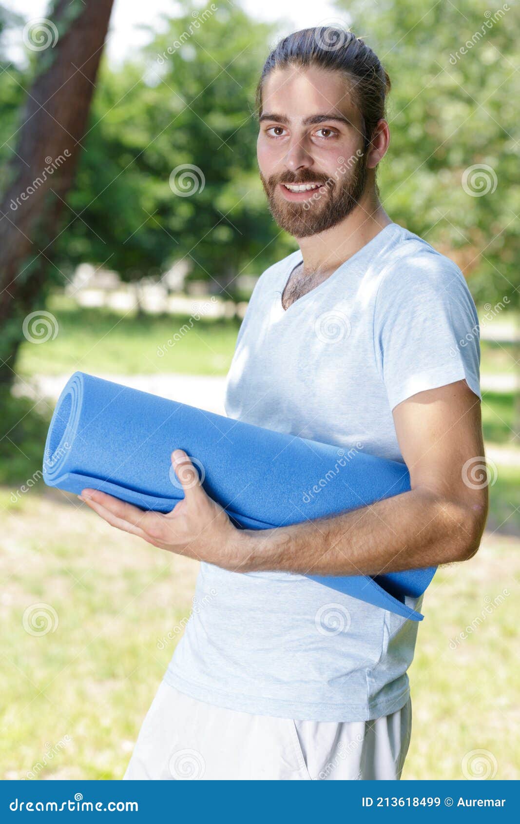Man Carrying Yoga Mat Outdoor Stock Image - Image of male, lifestyles ...
