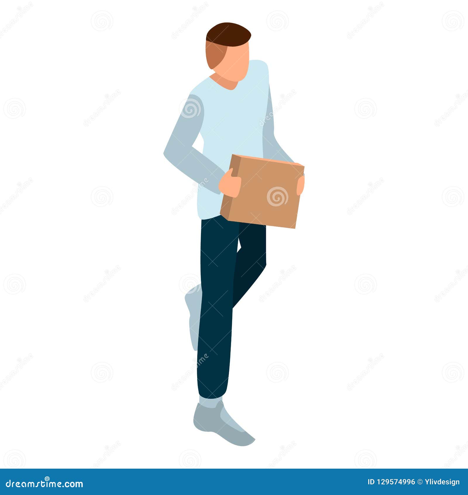 Man with Carton Box Icon, Isometric Style Stock Vector - Illustration ...