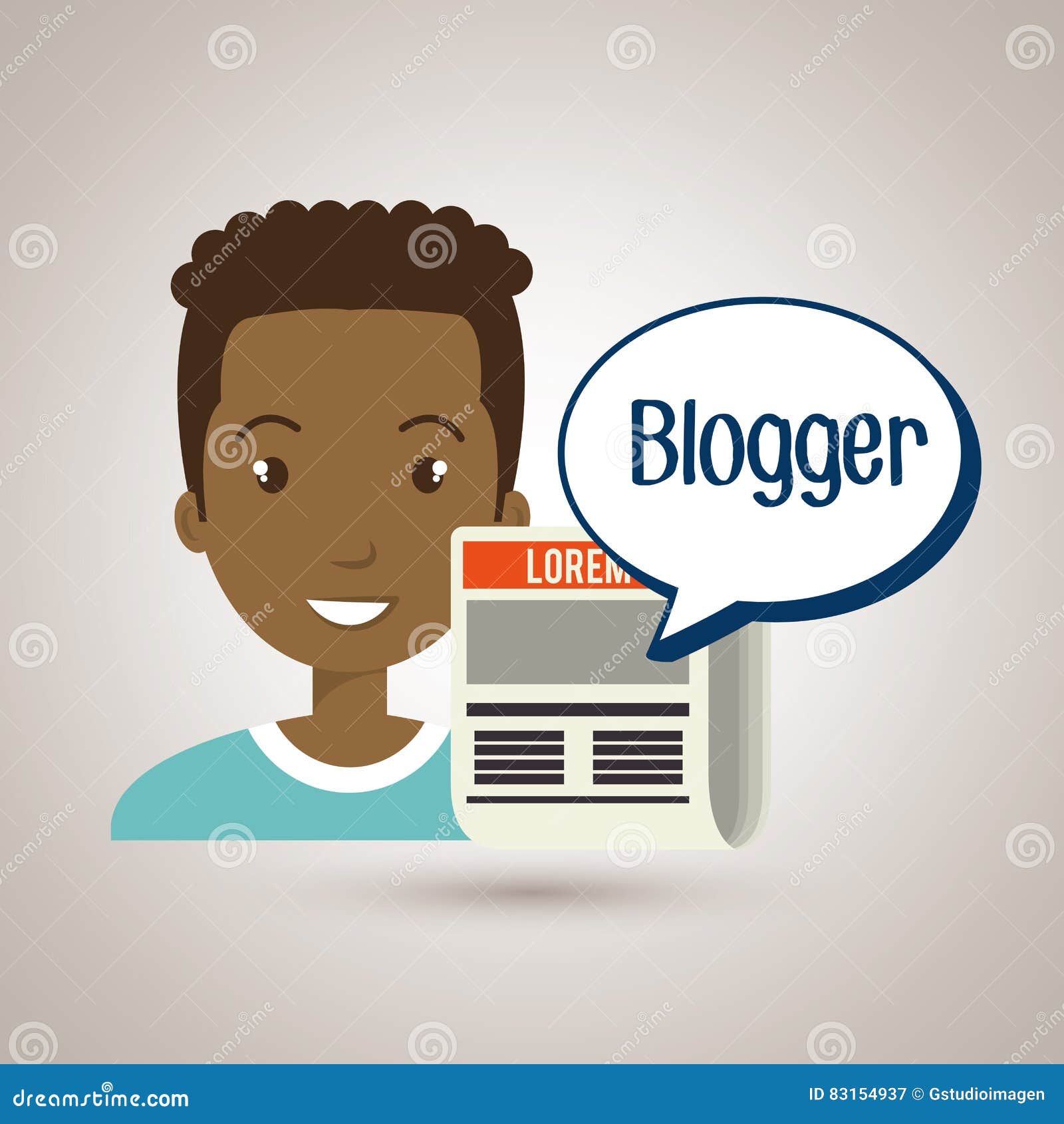 Man cartoon blogger web stock illustration. Illustration of flat - 83154937