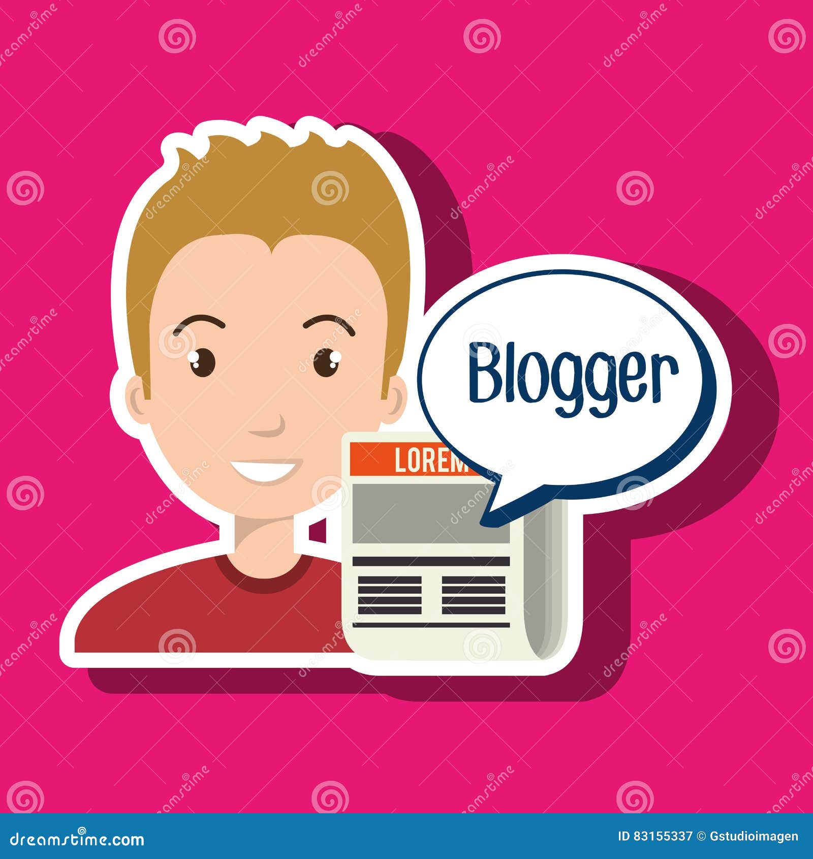 Man cartoon blogger web stock illustration. Illustration of male - 83155337