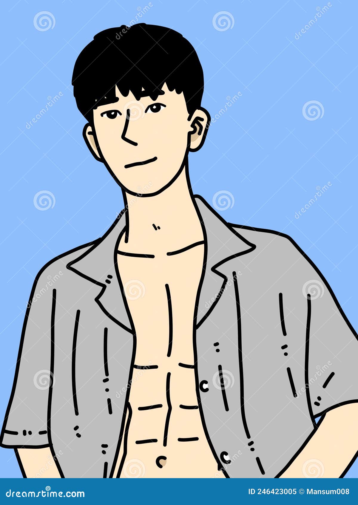 Man Cartoon on Blue Background Stock Illustration - Illustration of ...