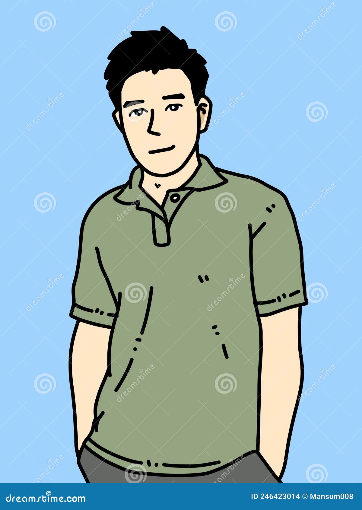 Man Cartoon on Blue Background Stock Illustration - Illustration of ...