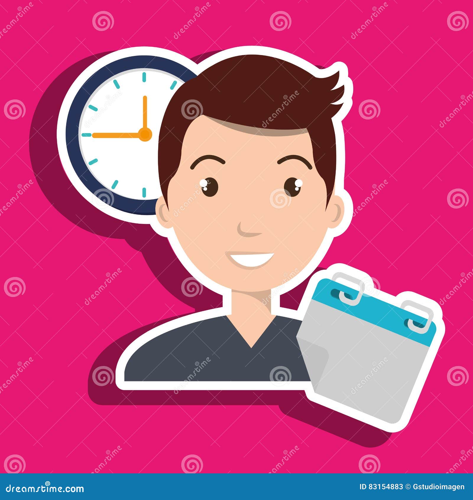 Man Cartoon Calendar Date Clock Stock Illustration - Illustration of ...