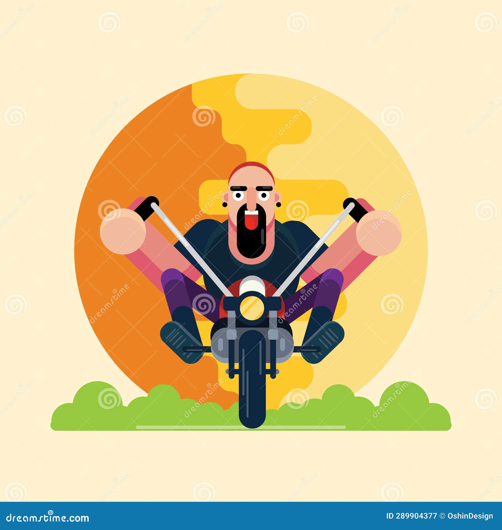 Man in Cartoon Character Riding Motorcycle Stock Vector - Illustration ...
