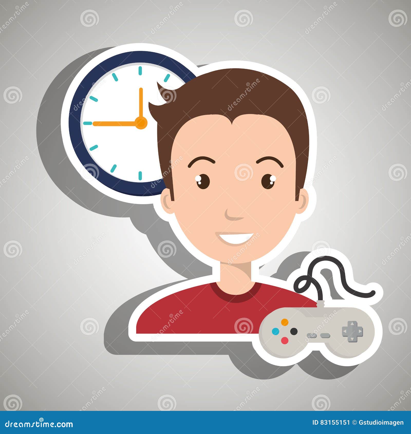 Man Cartoon Control Game Clock Stock Illustration - Illustration of ...