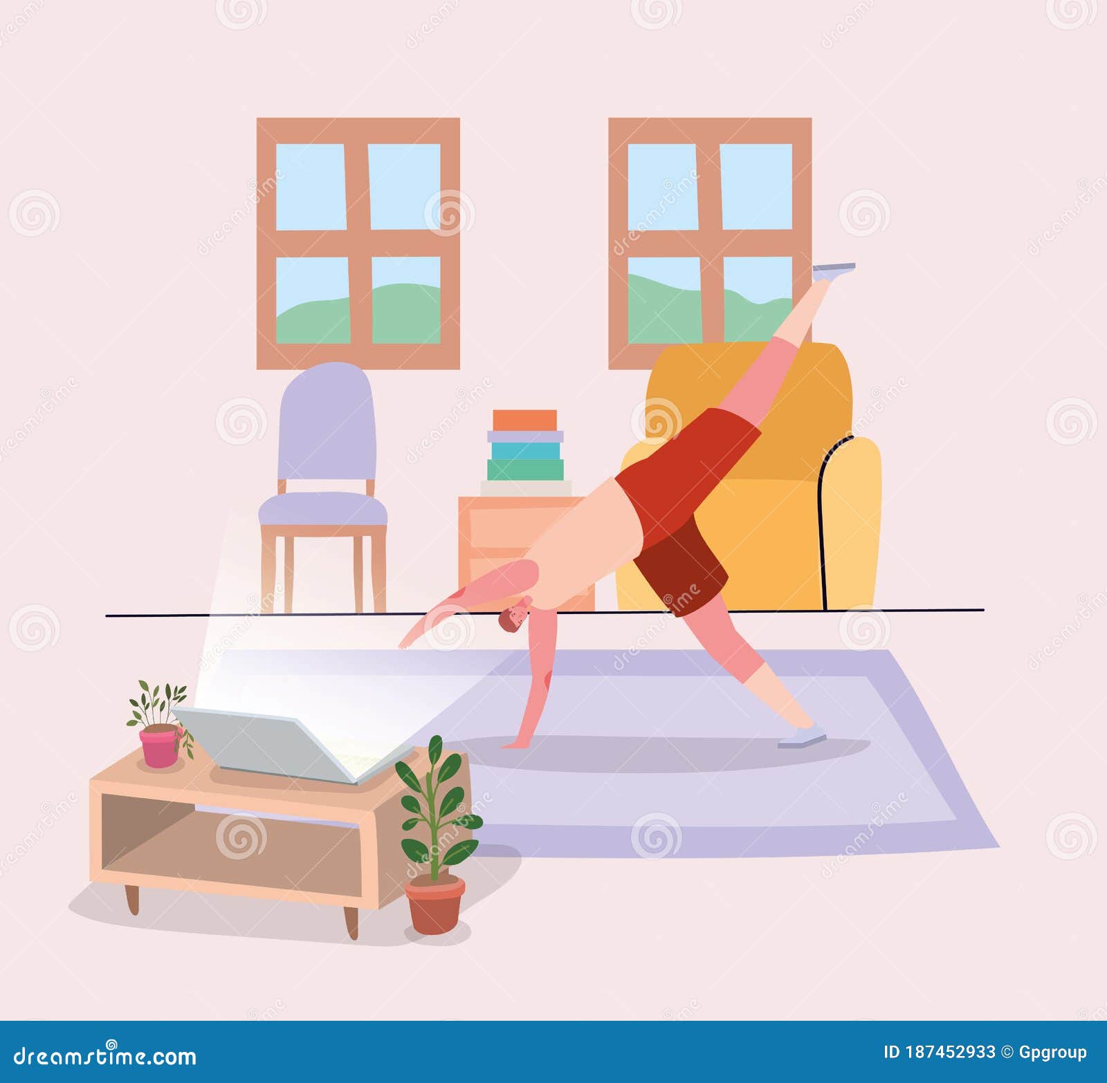 Man Cartoon Doing Exercise at Home Vector Design Stock Vector ...