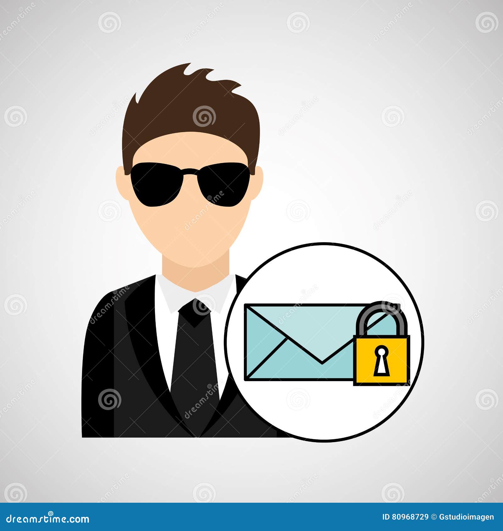 Man Cartoon Email Digital Technology Security Stock Vector ...