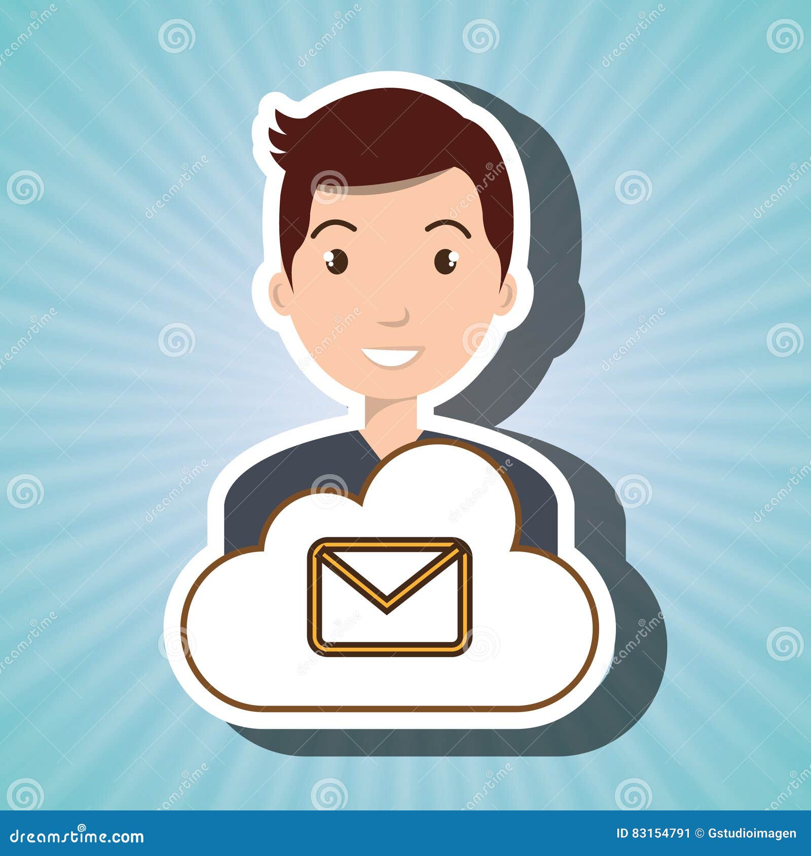 Man cartoon email message stock illustration. Illustration of network ...
