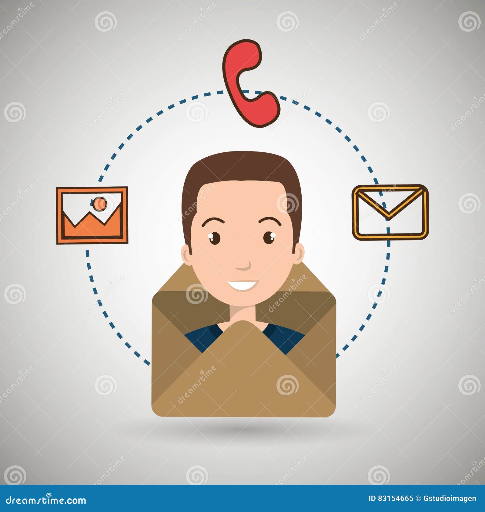 Man Cartoon Email Telephone Stock Illustration - Illustration of ...