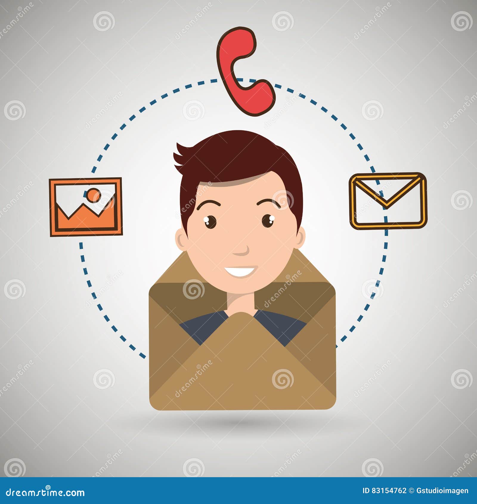 Man Cartoon Email Telephone Stock Illustration - Illustration of ...