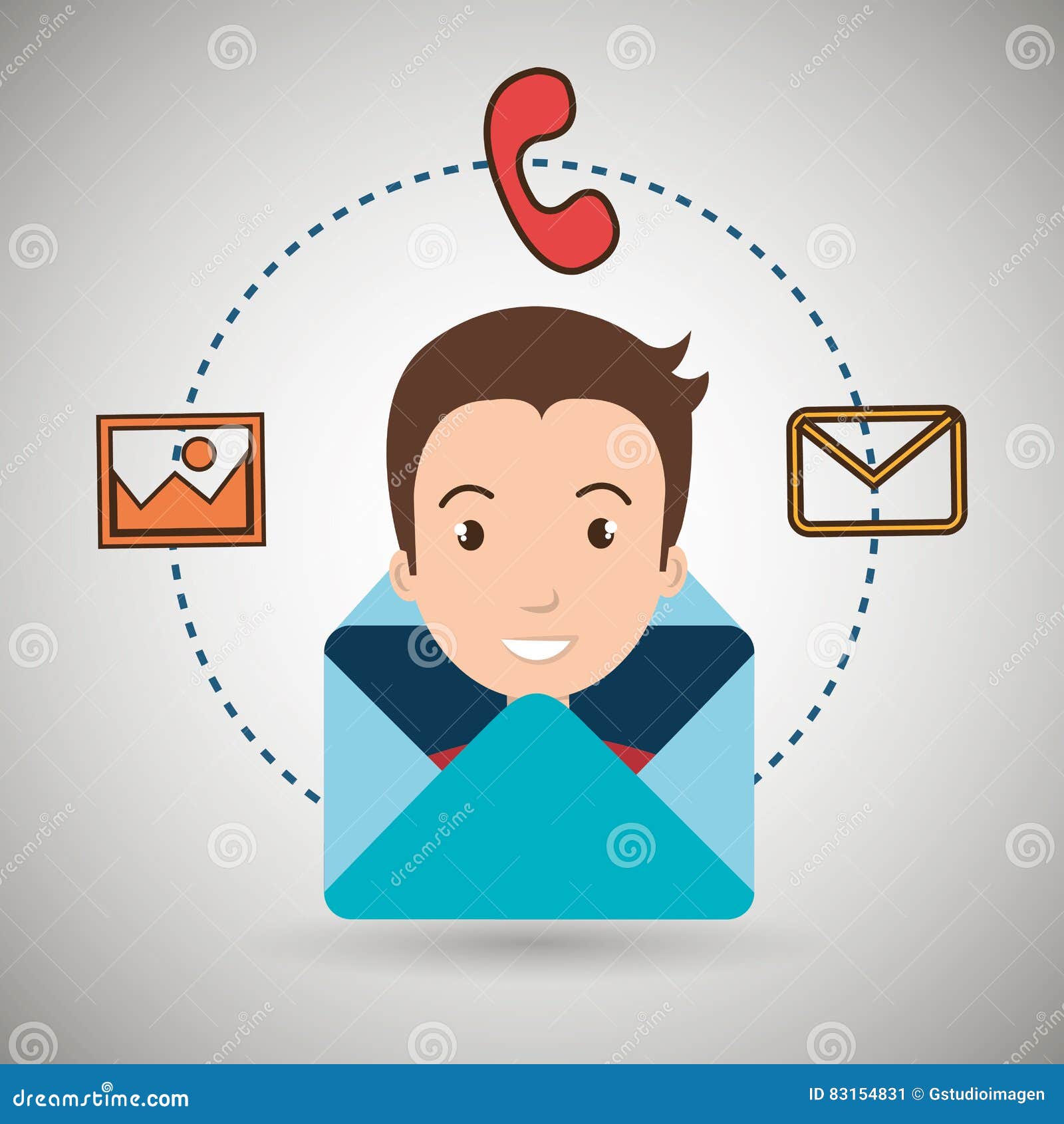 Man Cartoon Email Telephone Stock Illustration - Illustration of ...