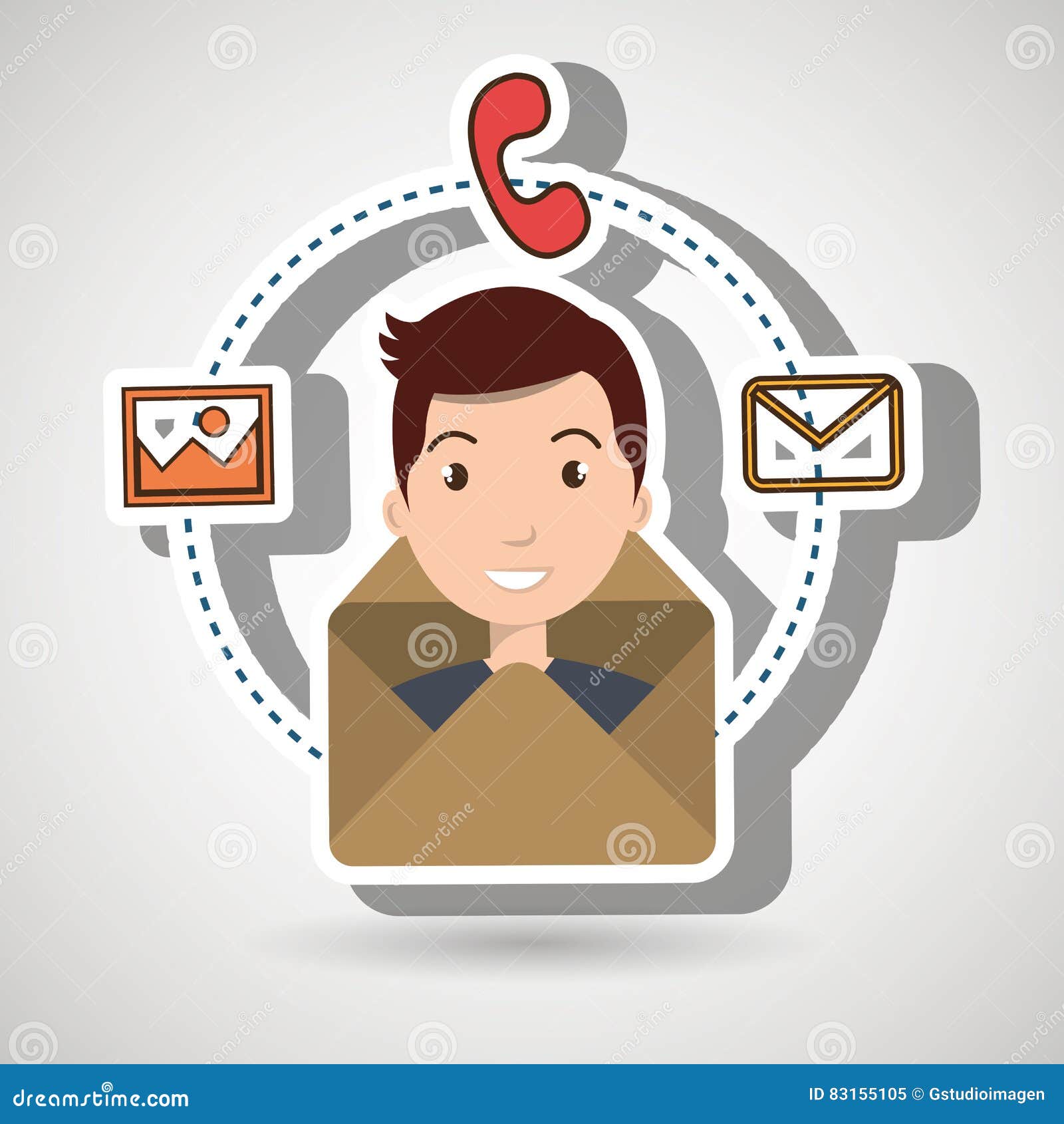 Man Cartoon Email Telephone Stock Illustration - Illustration of ...