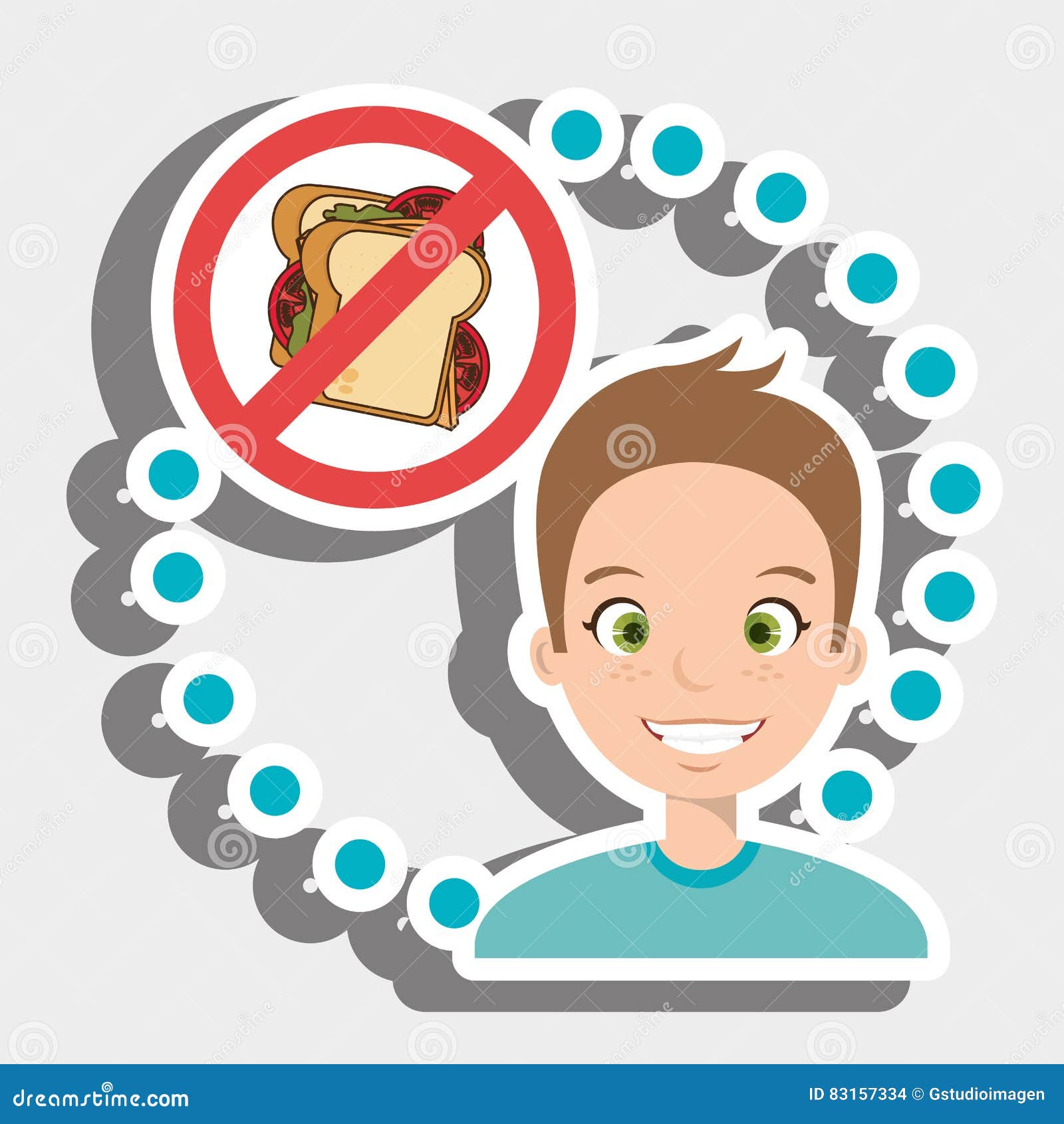 Man Cartoon Fast Food Prohibited Stock Illustration - Illustration of ...