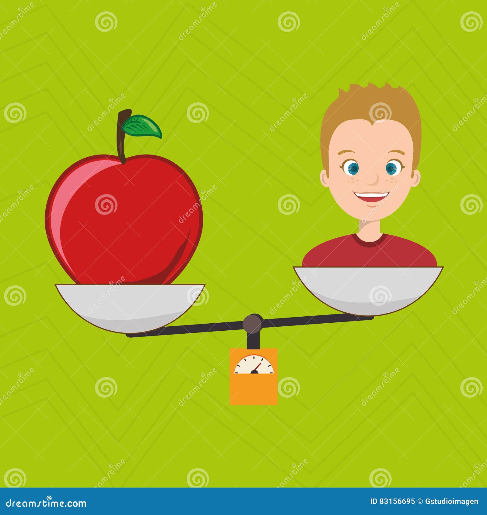 Man Cartoon Fruit Apple Balance Stock Illustration - Illustration of ...