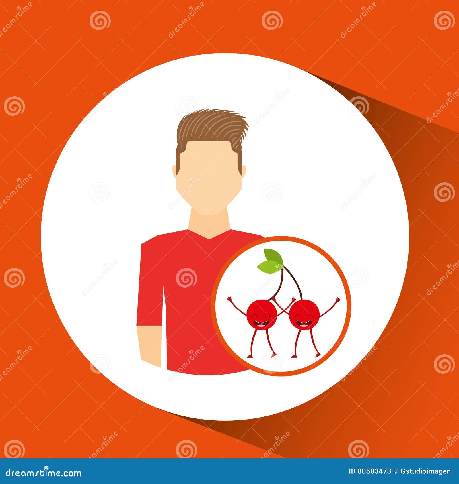 Man with Cartoon Fruit Cherrys Stock Vector - Illustration of funny ...