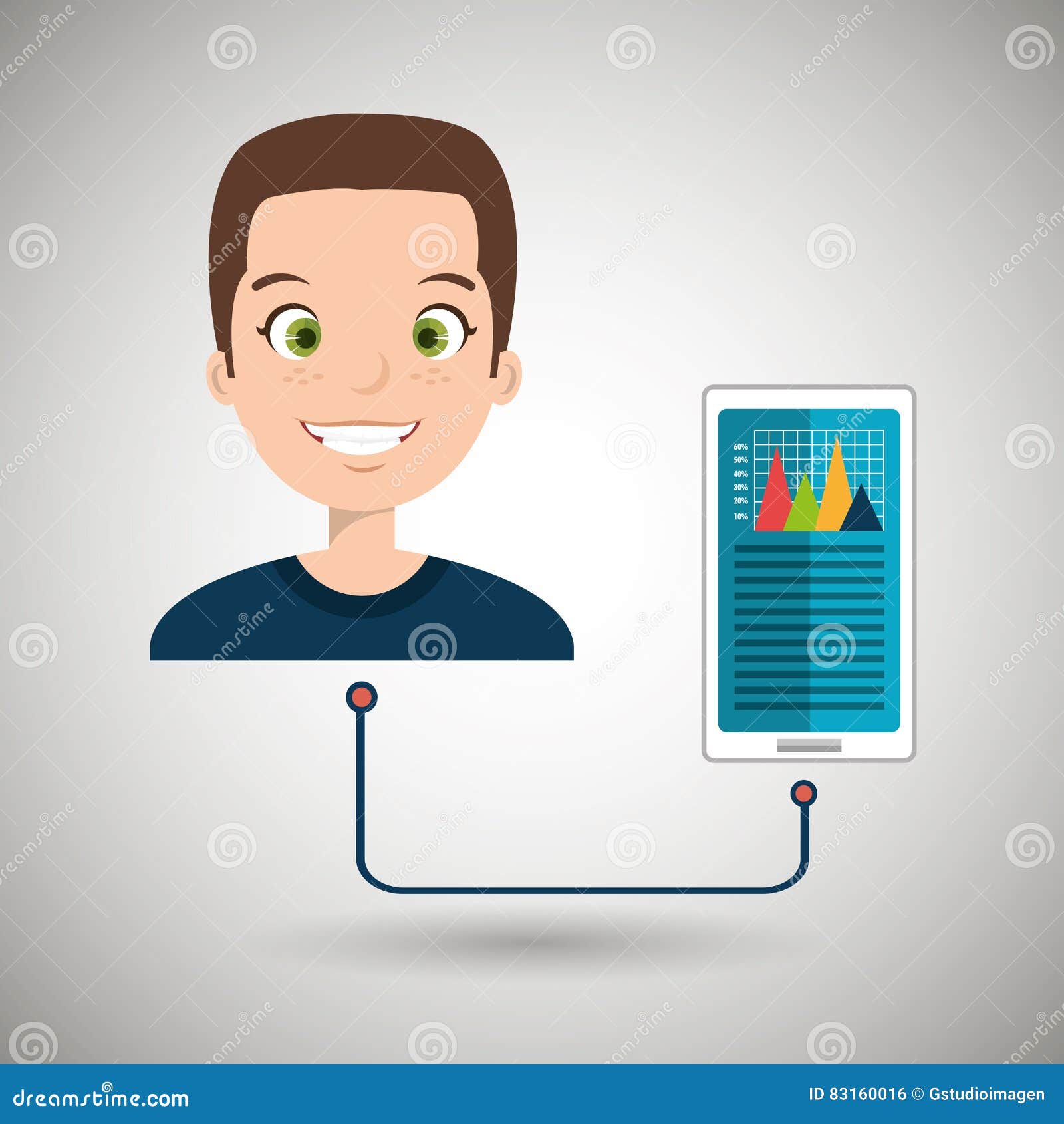 Man Cartoon Infographic Statistics Stock Illustration - Illustration of ...