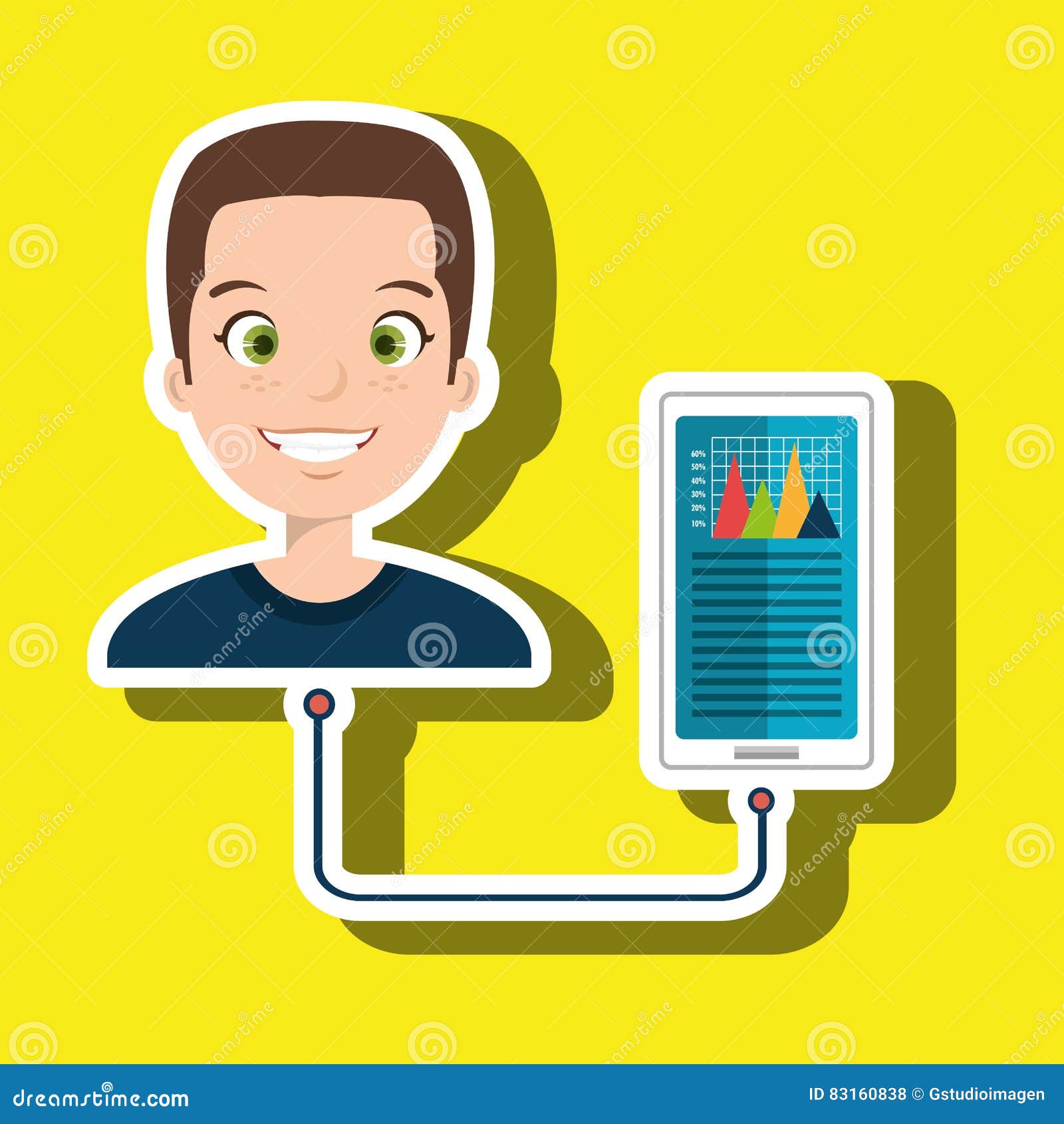 Man Cartoon Infographic Statistics Stock Illustration - Illustration of ...