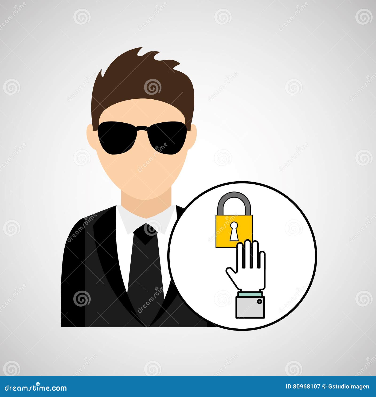 Man Cartoon Lock Digital Technology Security Stock Vector ...