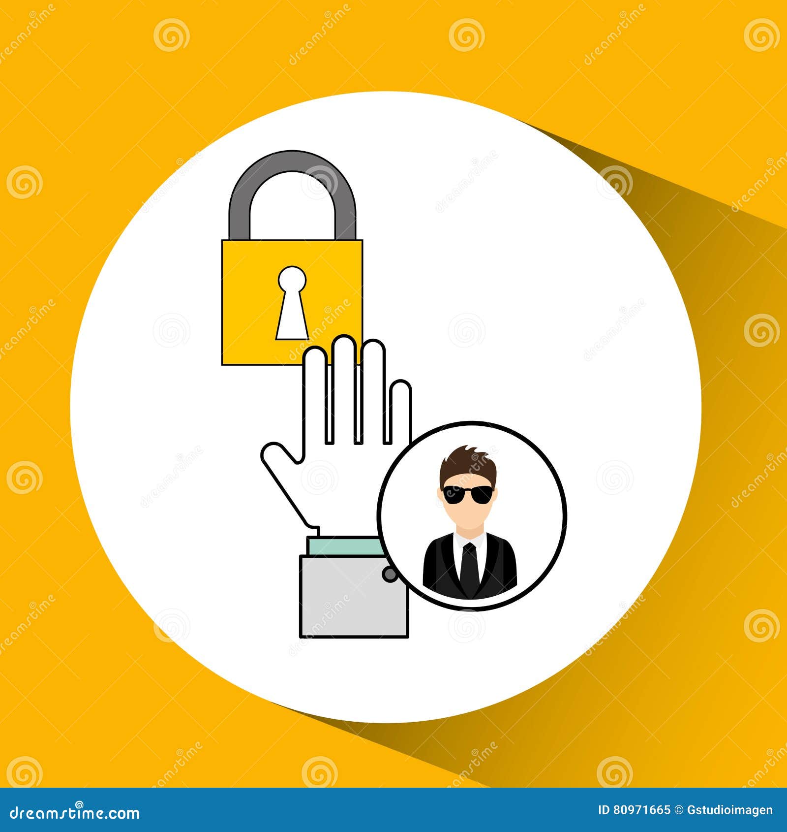 Man Cartoon Lock Digital Technology Security Stock Vector ...