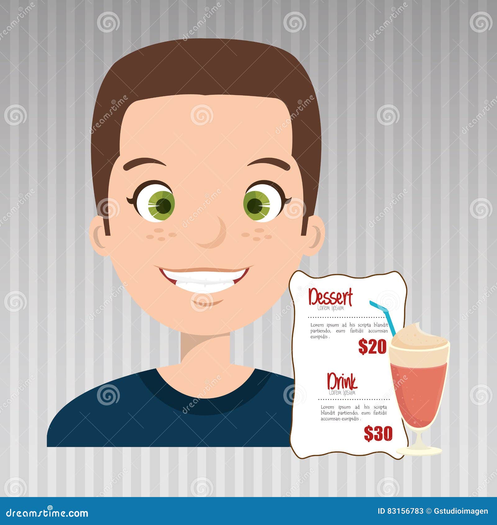 Man cartoon menu food stock illustration. Illustration of dessert ...