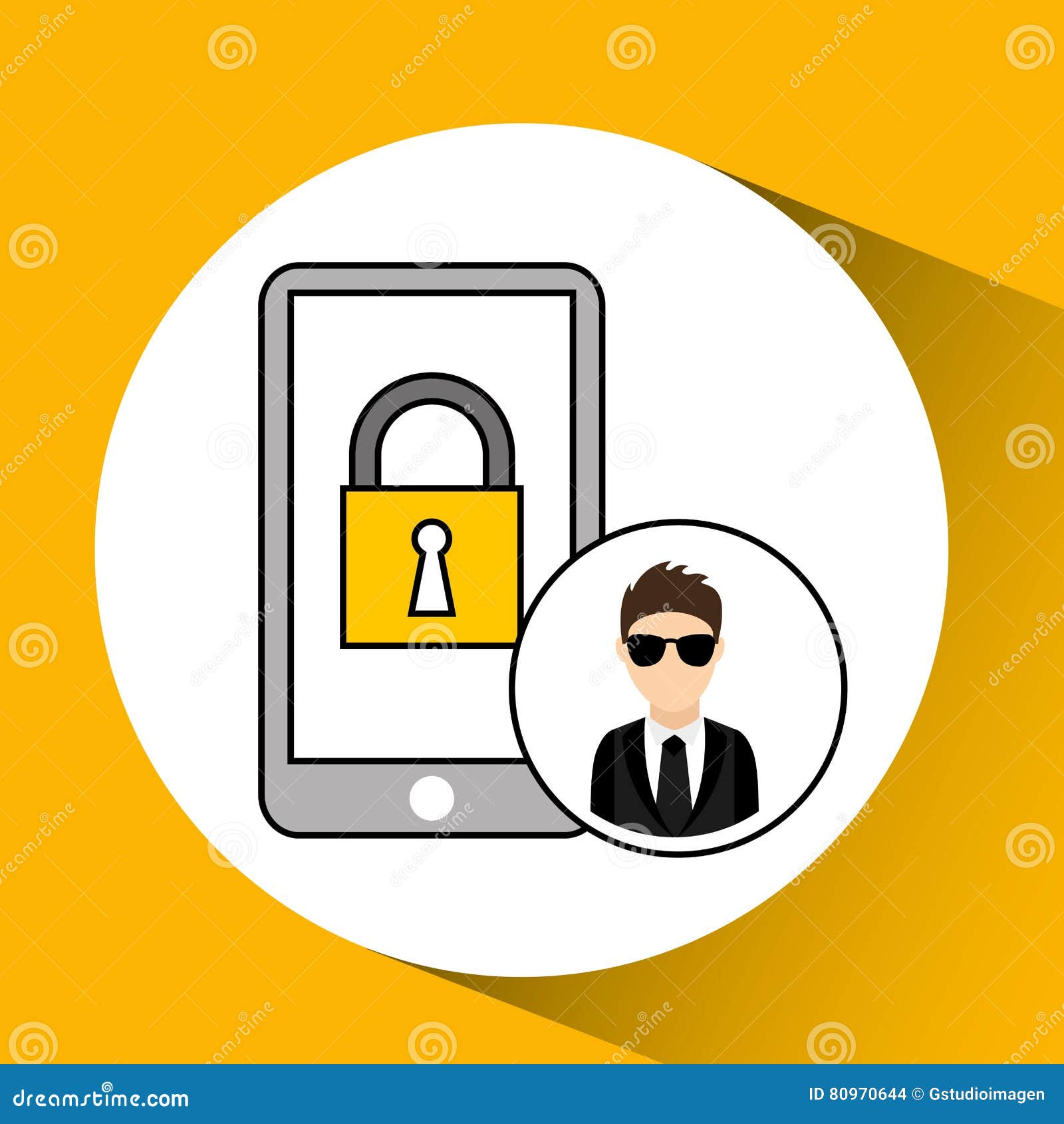 Man Cartoon Smartphone Digital Technology Security Stock Vector ...