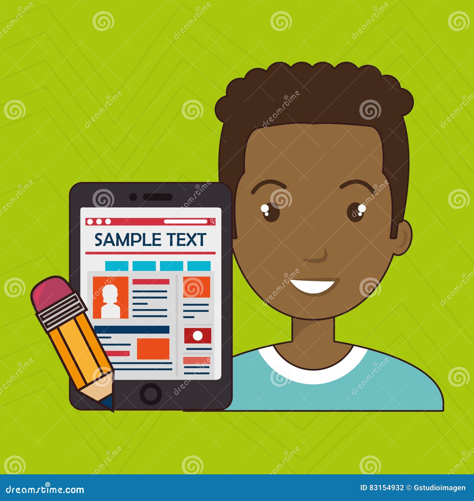 Man Cartoon Smartphone Sample Test Stock Illustration - Illustration of ...