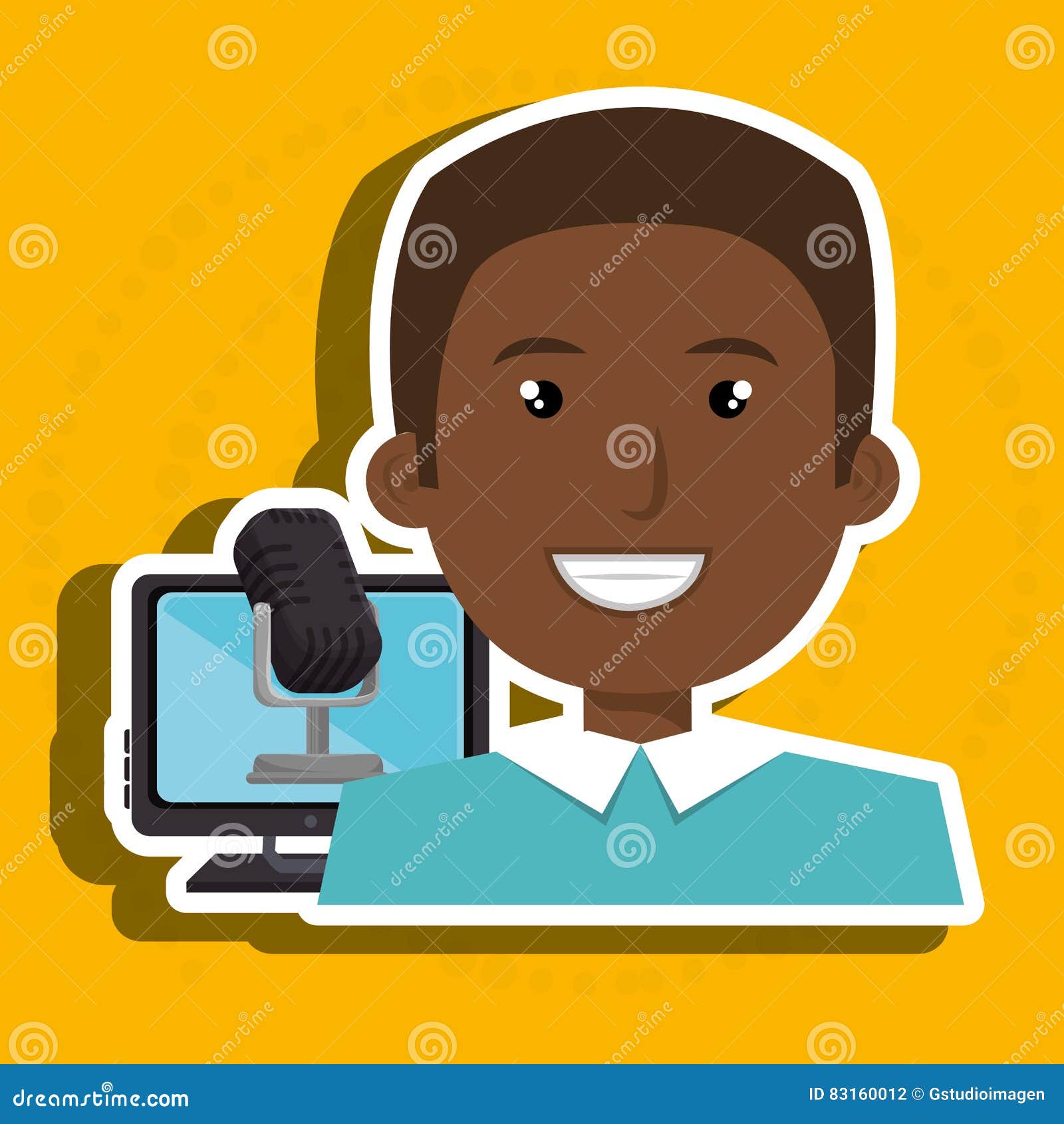 Man Cartoon Speak Microphone Stock Illustration - Illustration of ...