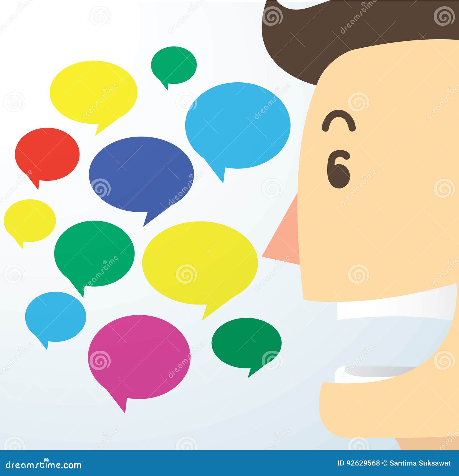 Cartoon Talk Bubble With Dotted Line. Empty Speech Bubbles In Different ...