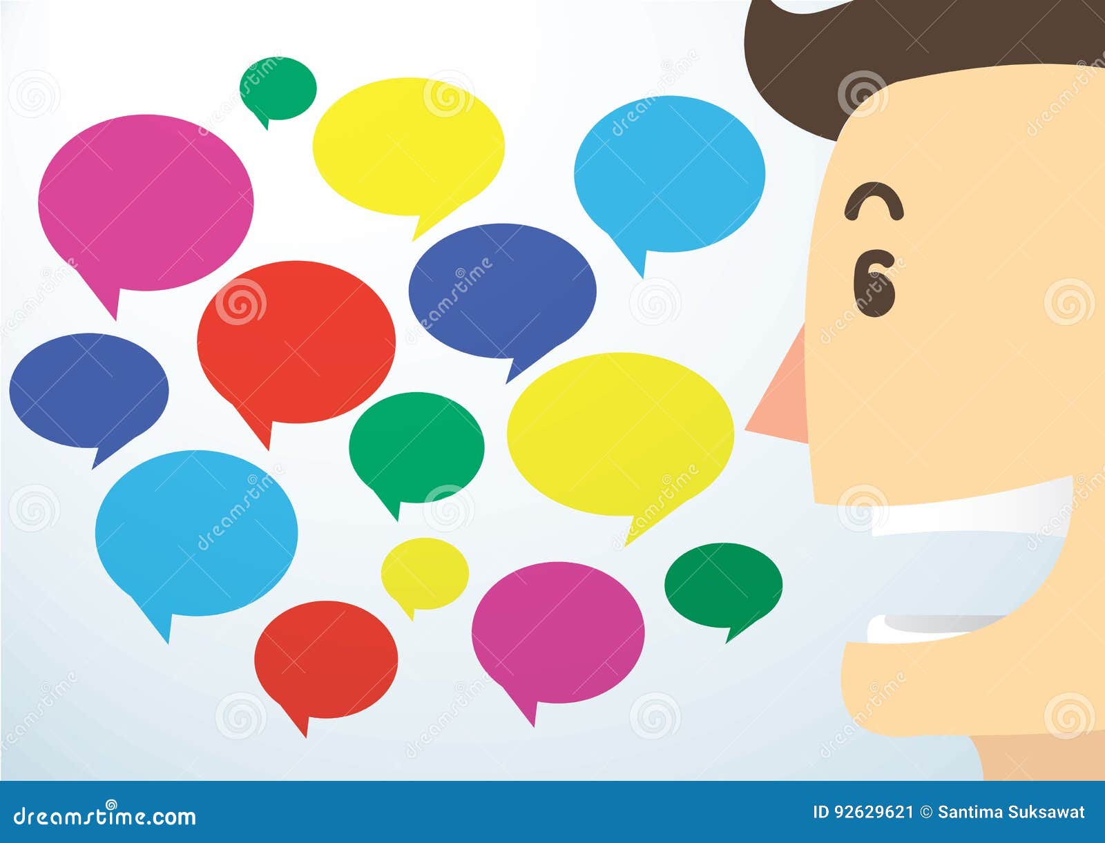 Cartoon Talk Bubble With Dotted Line. Empty Speech Bubbles In Different ...