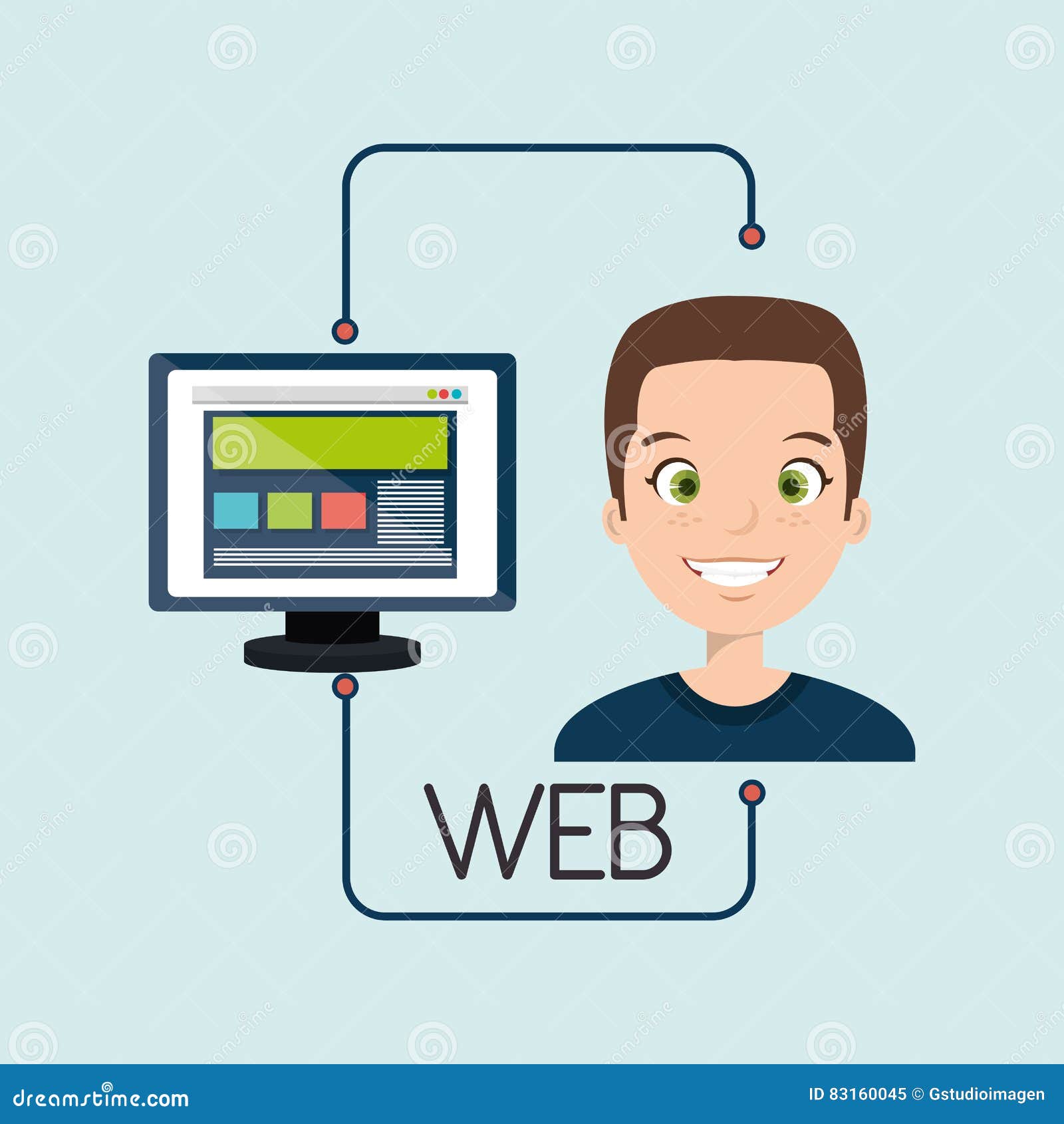 Man cartoon web page stock illustration. Illustration of flat - 83160045