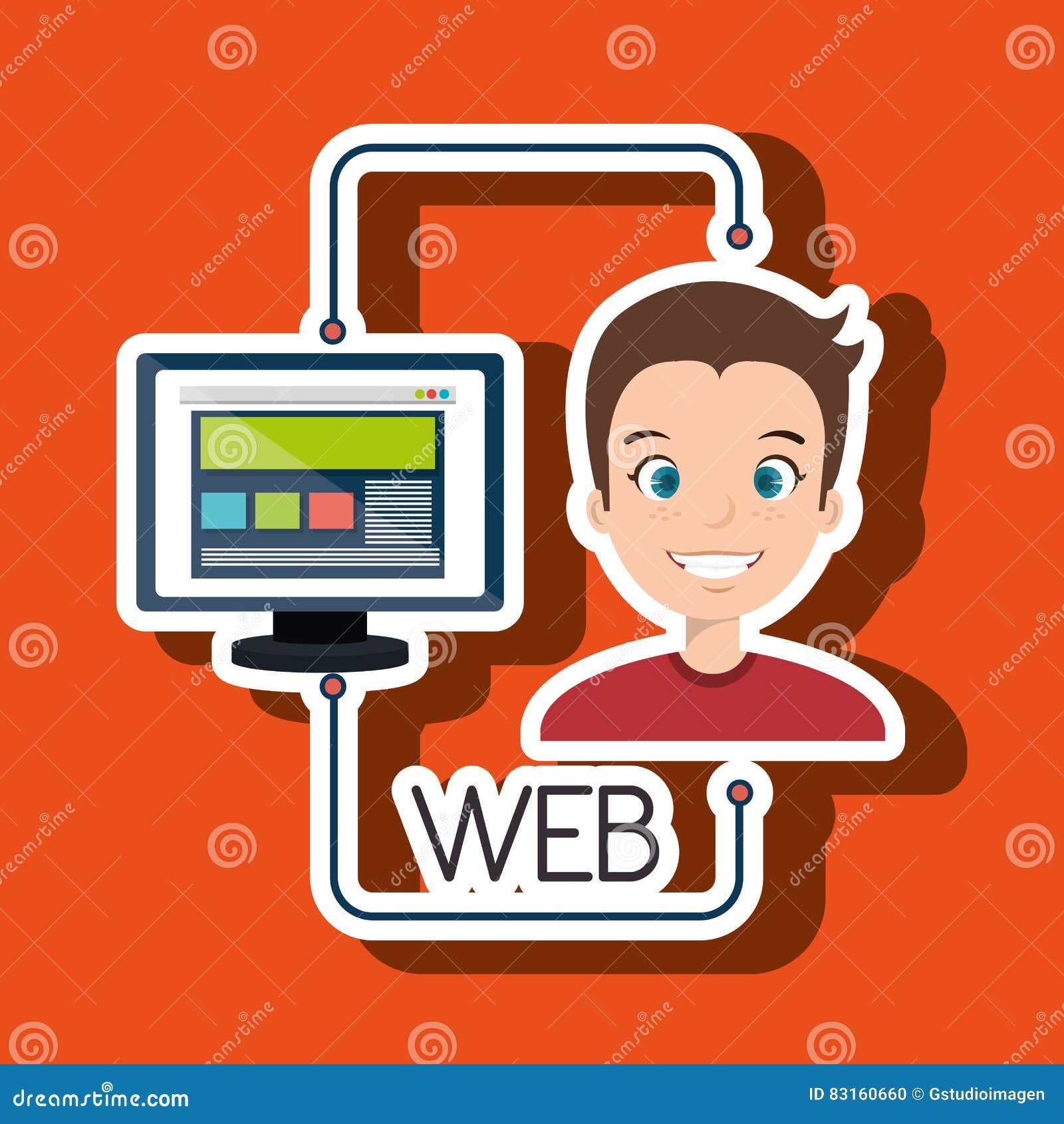 Man cartoon web page stock illustration. Illustration of design - 83160660