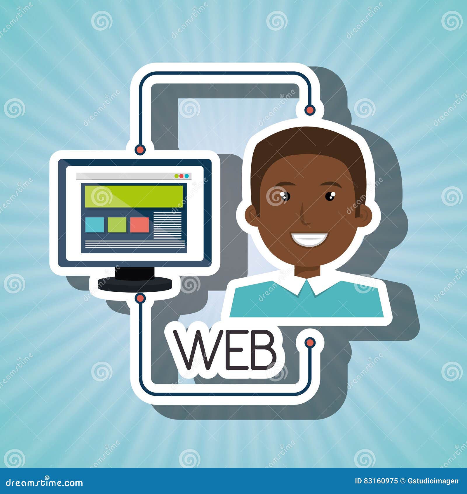 Man cartoon web page stock illustration. Illustration of menu - 83160975