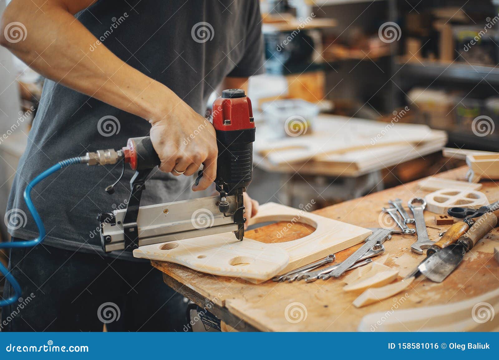 The Carpenter Works with a Tree Stock Photo - Image of industry ...