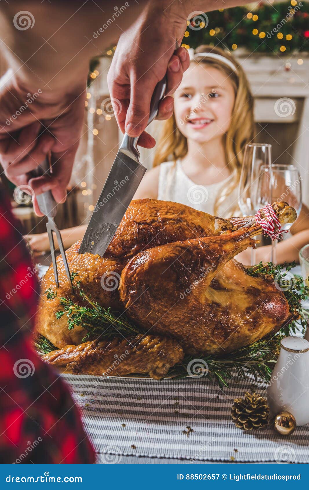Man carving roasted turkey stock image. Image of dinner - 88502657
