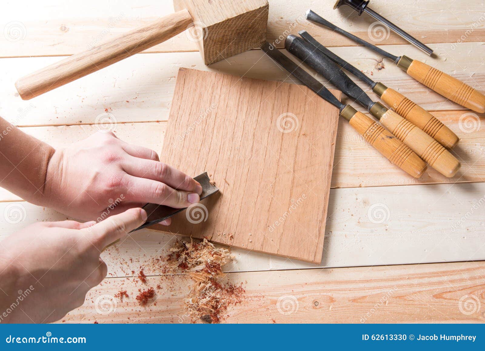 Man Carving Wood with Handtools Stock Photo - Image of timber, woodwork ...
