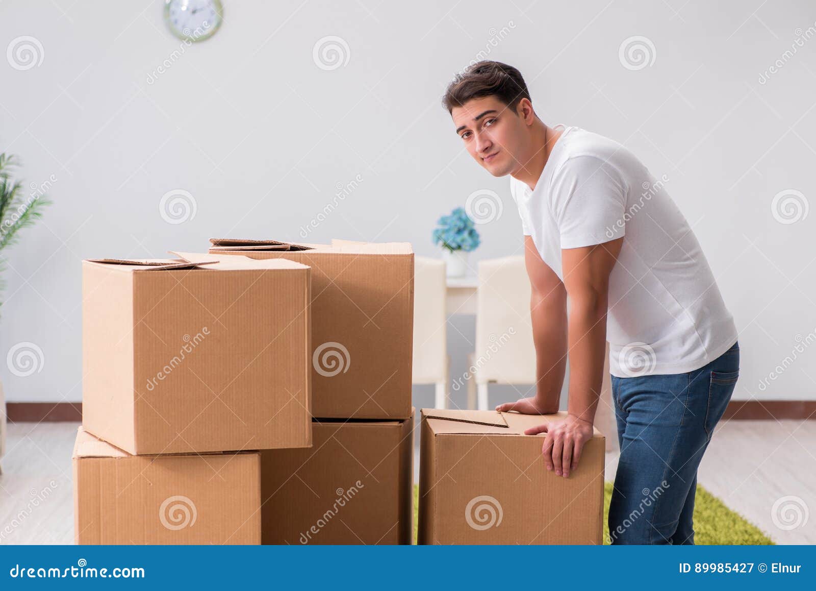 The Man Caryying Boxes at Home Stock Image - Image of package, delivery ...