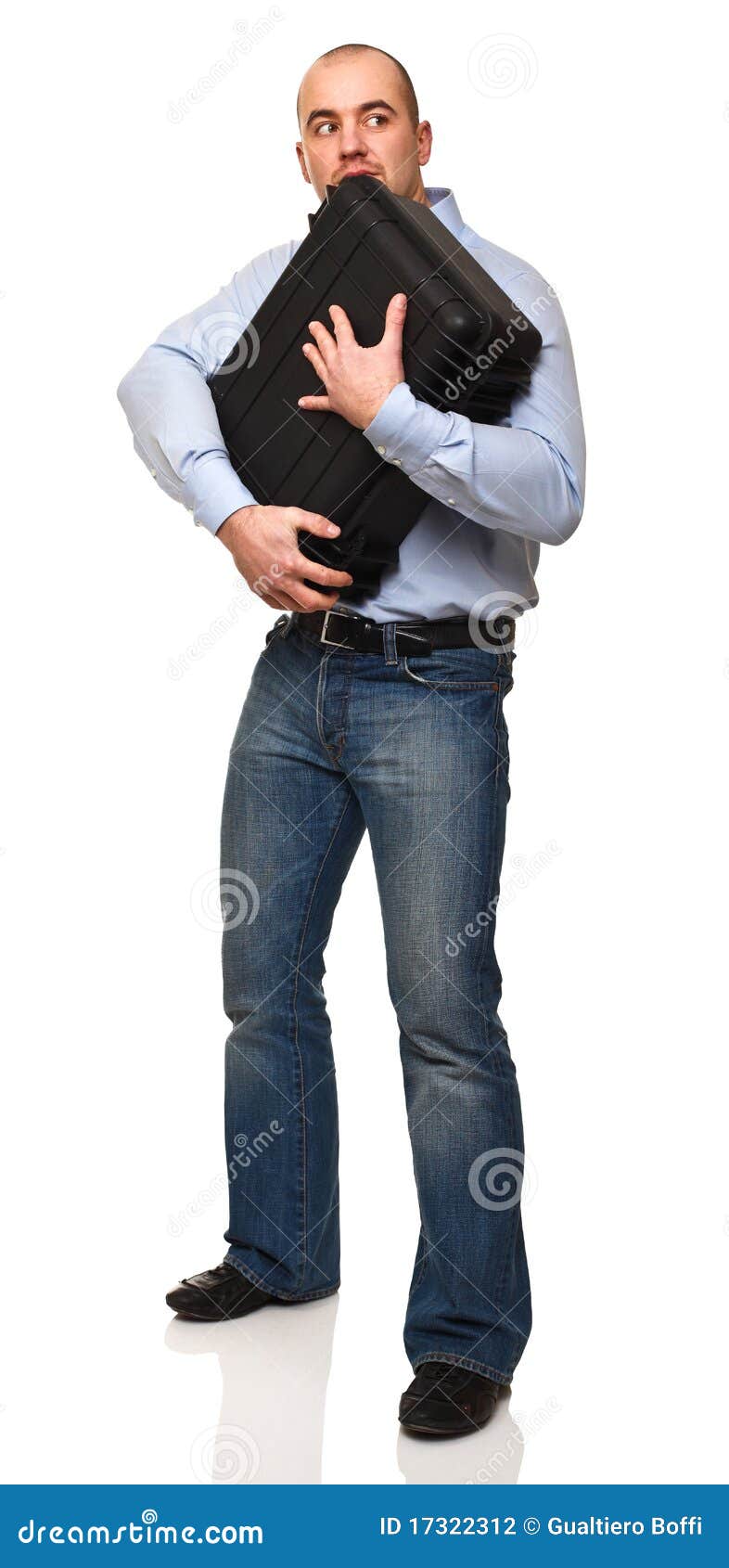 Man with case stock photo. Image of afraid, isolated - 17322312
